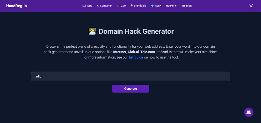 Step-by-Step Guide to Using Handreg's Domain Hack Generator