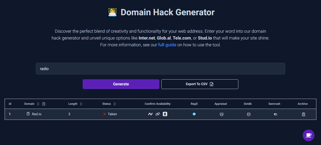 Step-by-Step Guide to Using Handreg's Domain Hack Generator